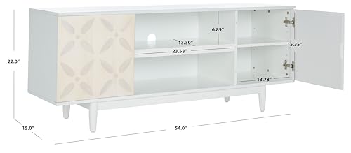 SAFAVIEH Home Collection Faye White Washed 3-Shelf Patterned Entertainment Media Stand up to 60" Flatscreen TV