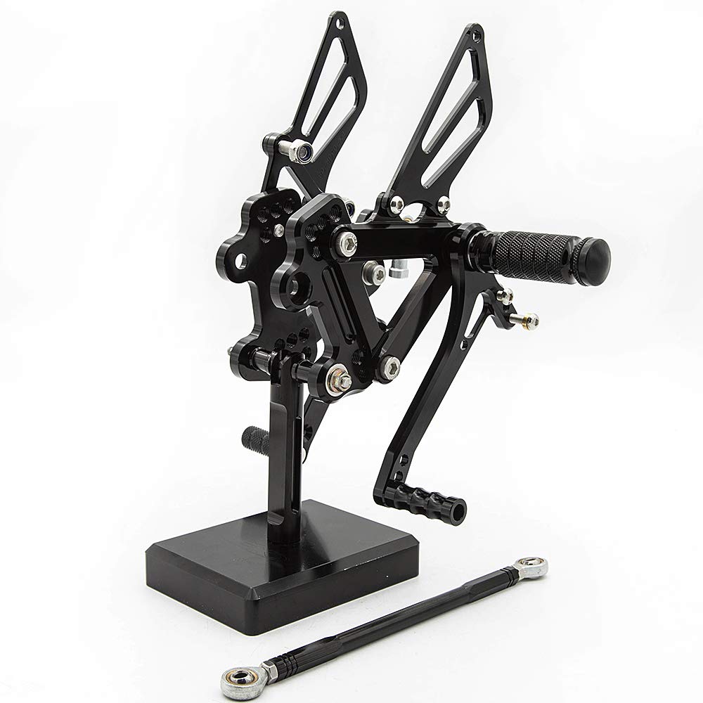 CNC ZX6R 99-02 Motorcycle Adjustable Rearsets Foot Pegs Rear Set Footpeg Brake Shift Pedal Compatible with Ninja 600 ZX6R ZX636 1999-2002/ ZX9R 1999-2003/ ZZR600 2005-2008 Black