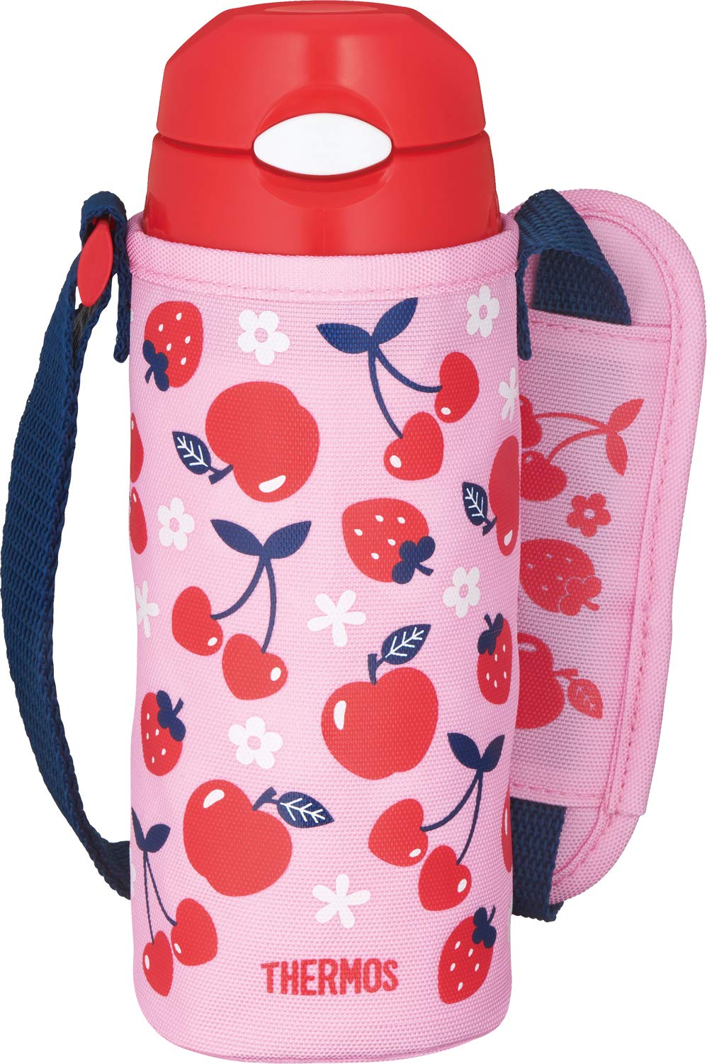 Thermos FHL-402F PK-R Vacuum Insulated Straw Bottle, 13.5 fl oz (400 ml), Pink Red, For Cold Retention