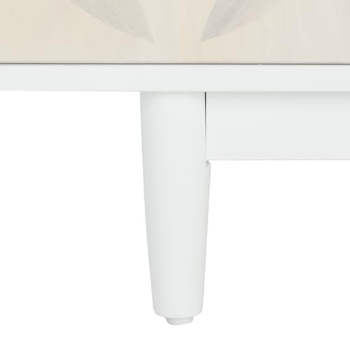 SAFAVIEH Home Collection Faye White Washed 3-Shelf Patterned Entertainment Media Stand up to 60" Flatscreen TV