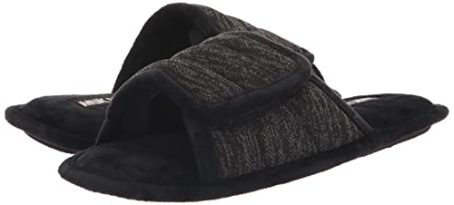MUK LUKS Men's Maverick Slide Slippers, Ebony/Charcoal, 8-9