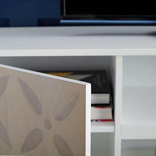 SAFAVIEH Home Collection Faye White Washed 3-Shelf Patterned Entertainment Media Stand up to 60" Flatscreen TV