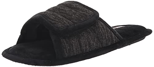 MUK LUKS Men's Maverick Slide Slippers, Ebony/Charcoal, 8-9