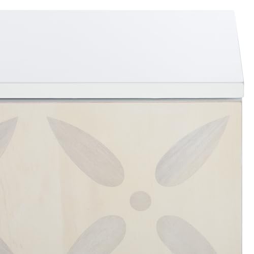 SAFAVIEH Home Collection Faye White Washed 3-Shelf Patterned Entertainment Media Stand up to 60" Flatscreen TV