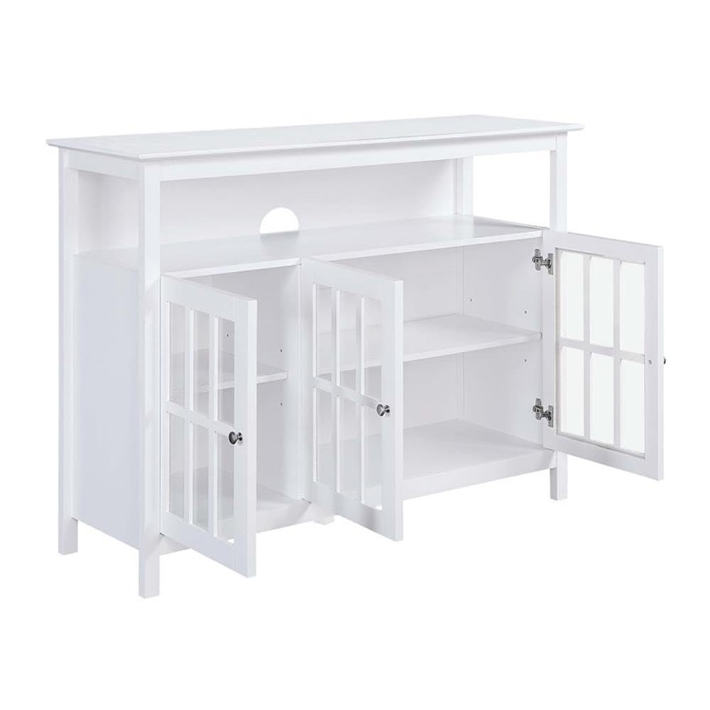Convenience Concepts Big Sur Deluxe TV Stand with Storage Cabinets and Shelf for TVs up to 55 Inches, White