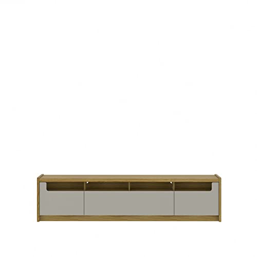 Manhattan Comfort Munoz 87.12" TV Stand with 3 Compartments and Media Shelves, Contemporary Entertainment Center for The Living Room and Bedroom, Grey Gloss