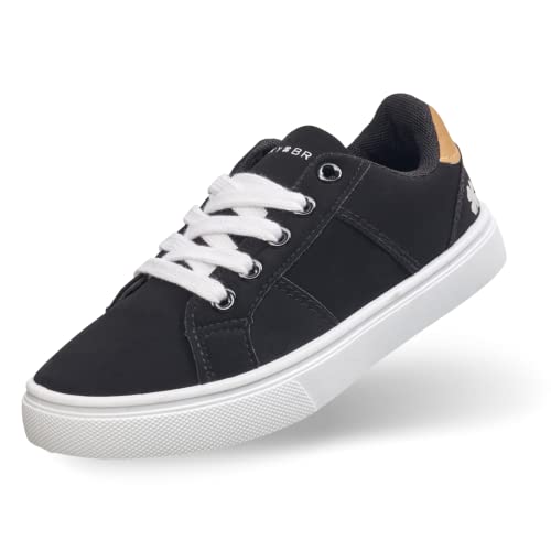 Lucky Brand Chase Kid’s Casual Lace-Up Sneakers Comfortable Unisex Childrens Running Walking Child Fashion School Sneaker Shoes for Boys and Girls (Little Kid) in Black Size 2