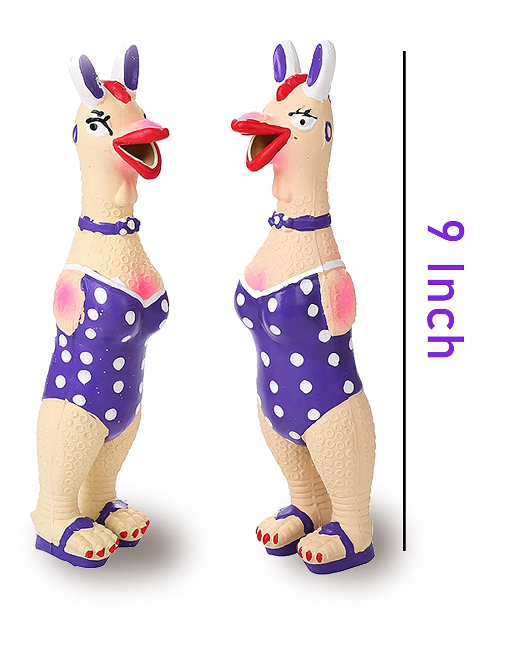 DAJOOEE Screaming Rubber Chicken Dog Squeaky Toy, 9 Inch Tall, Latex Chew Molar Dog Toy,1pcs