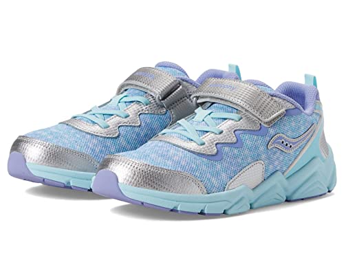 Saucony Flash Alternative Closure 3.0 Sneaker, Silver/Purple, 2 Wide US Unisex Little_Kid