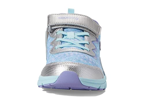 Saucony Flash Alternative Closure 3.0 Sneaker, Silver/Purple, 2 Wide US Unisex Little_Kid