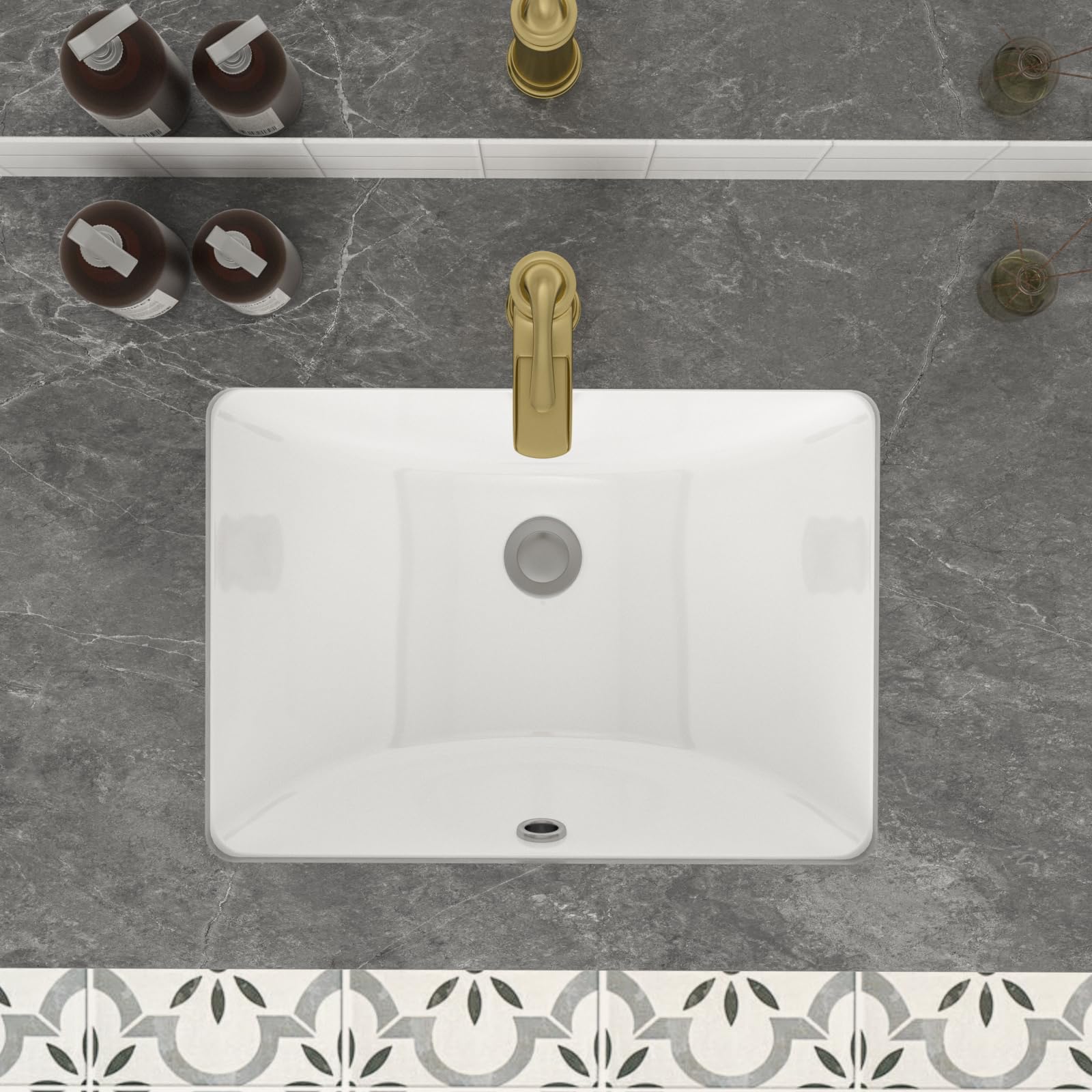 Mocoloo Undermount Bathroom Sink 21 x 15 Inch Rectangle Porcelain White Ceramic Bathroom Sink 8 Inch Deep Basin with Overflow Small Lavatory Vanity Top Under Mounted the Counter