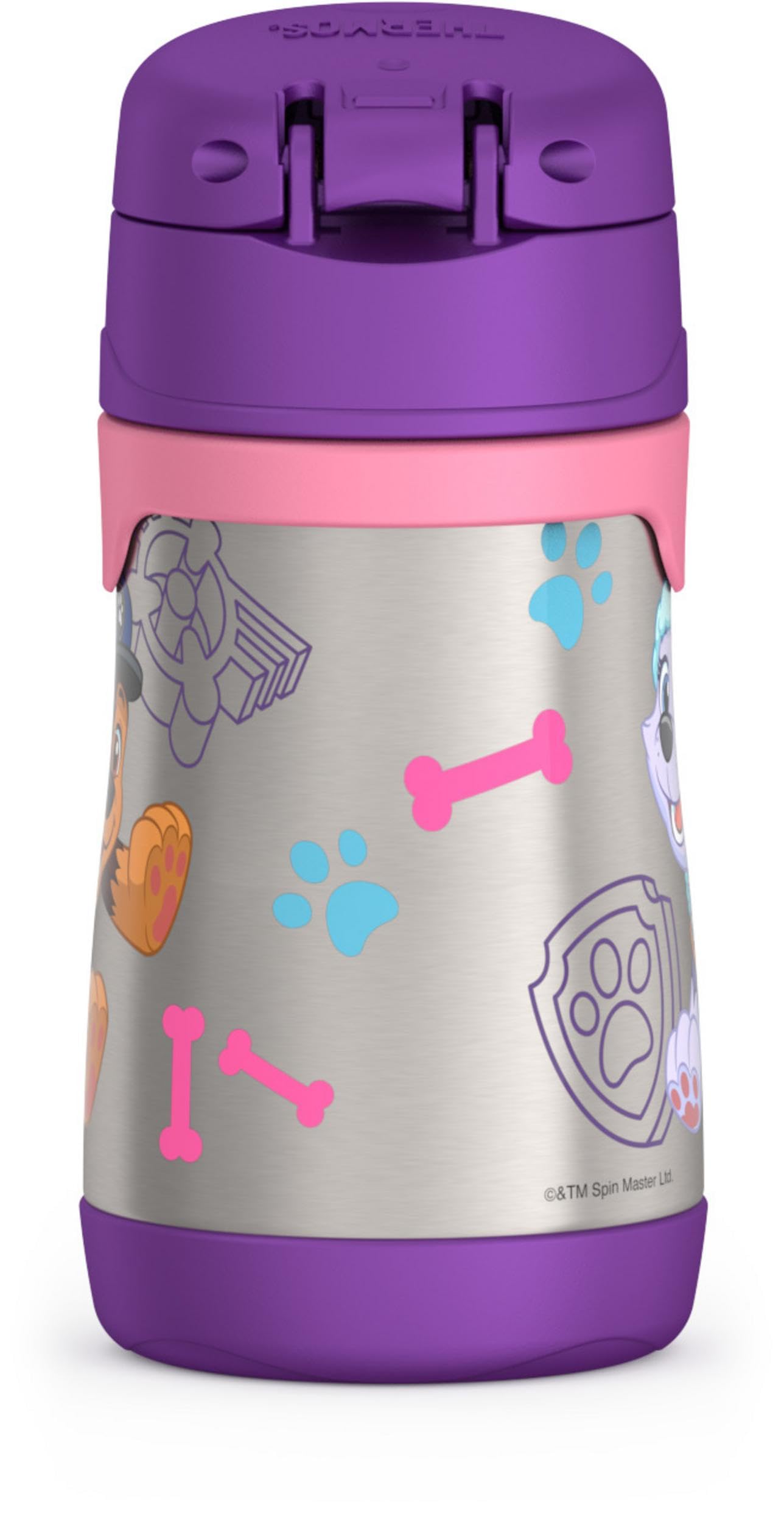 THERMOS Vacuum Insulated Stainless Steel 10oz Straw Bottle, Paw Patrol Girl