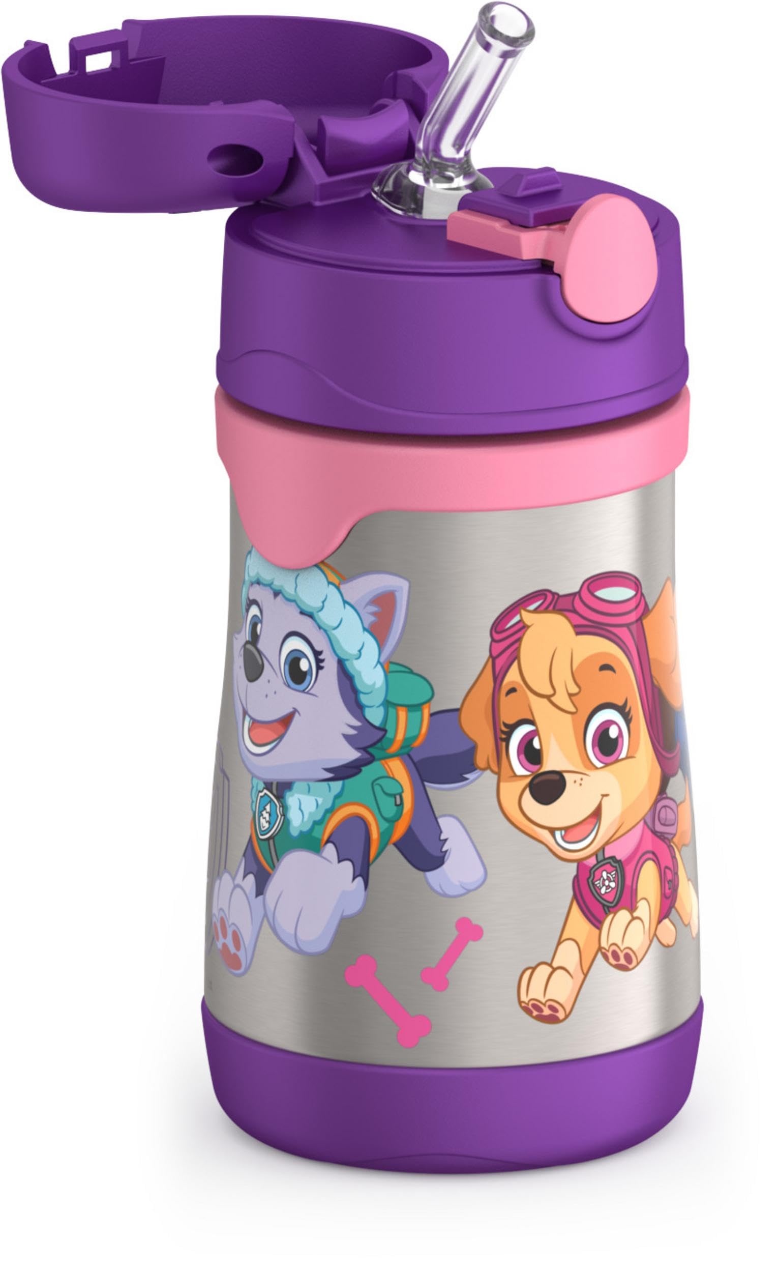 THERMOS Vacuum Insulated Stainless Steel 10oz Straw Bottle, Paw Patrol Girl