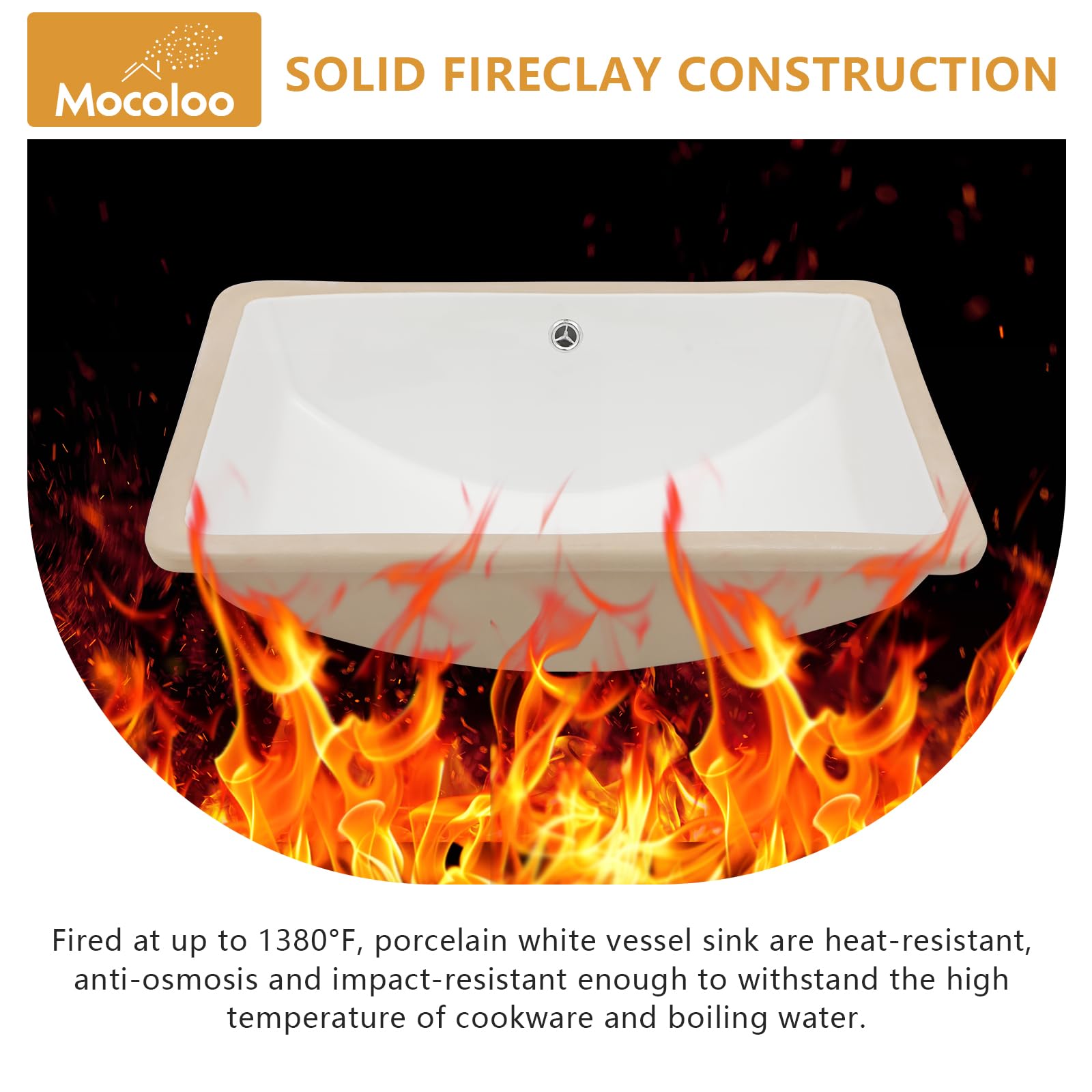 Mocoloo Undermount Bathroom Sink 21 x 15 Inch Rectangle Porcelain White Ceramic Bathroom Sink 8 Inch Deep Basin with Overflow Small Lavatory Vanity Top Under Mounted the Counter