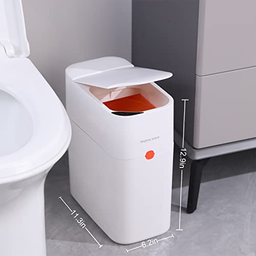 MOPUP Touchless Bathroom Trash Can, Automatic Garbage Can for Bedroom,Office Motion Sensor Trash Bin,3.5 Gallon Dogproof Plastic Slim Wastebasket for Toilet, RV,Living Room, White