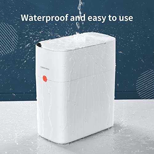 MOPUP Touchless Bathroom Trash Can, Automatic Garbage Can for Bedroom,Office Motion Sensor Trash Bin,3.5 Gallon Dogproof Plastic Slim Wastebasket for Toilet, RV,Living Room, White