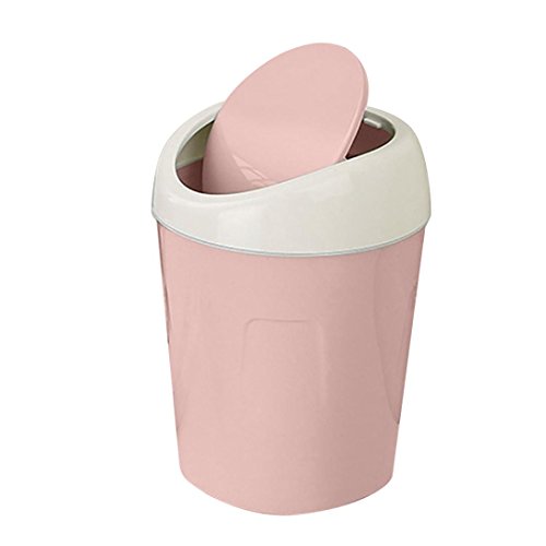 LAVANY® Mini Desktops Trash Can Trumpet Desktops Trash Cans Covered Living Room Office Kids Bedroom (Pink)