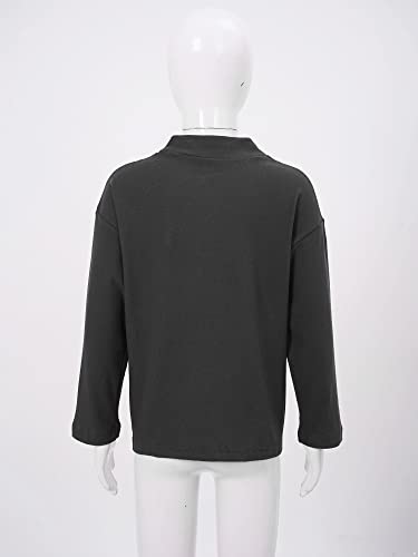Xnihocha Kids Boys Girls Turtleneck Thermal T-Shirts Long Sleeves Tops Cotton Tee Undershirts Black 9-10 Years