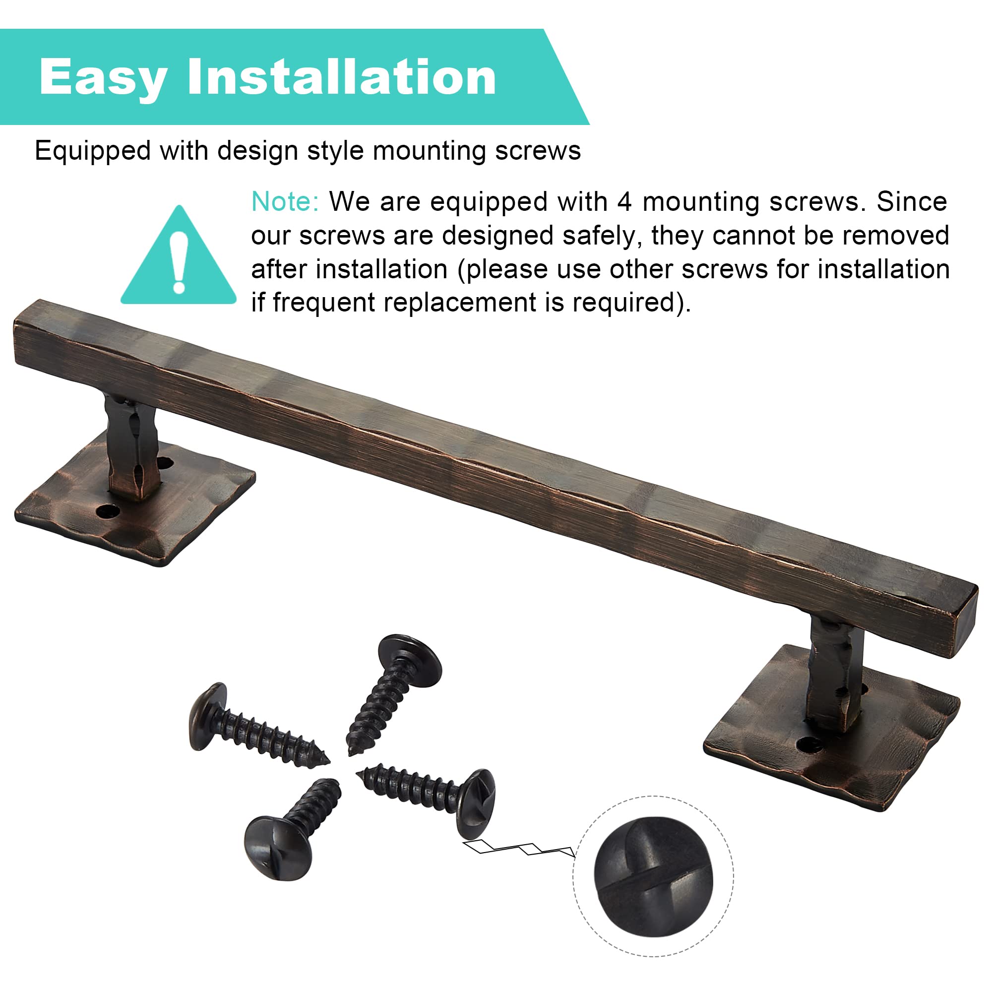 Eumtenr 12" Barn Door Handles for Sliding Door, Heavy Duty Large Rustic Design Barn Door Pull, for DIY Sliding Barn Door, Gate, Shed, Garage | Square Solid Metal Material, Oil Rubbed Bronze
