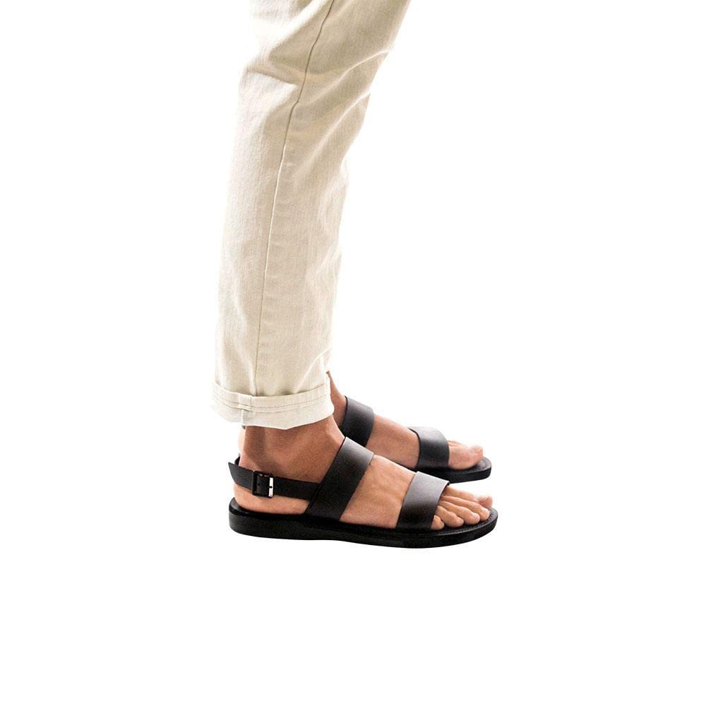 Golan - Leather Two Strap Sandal - Mens Sandals Black