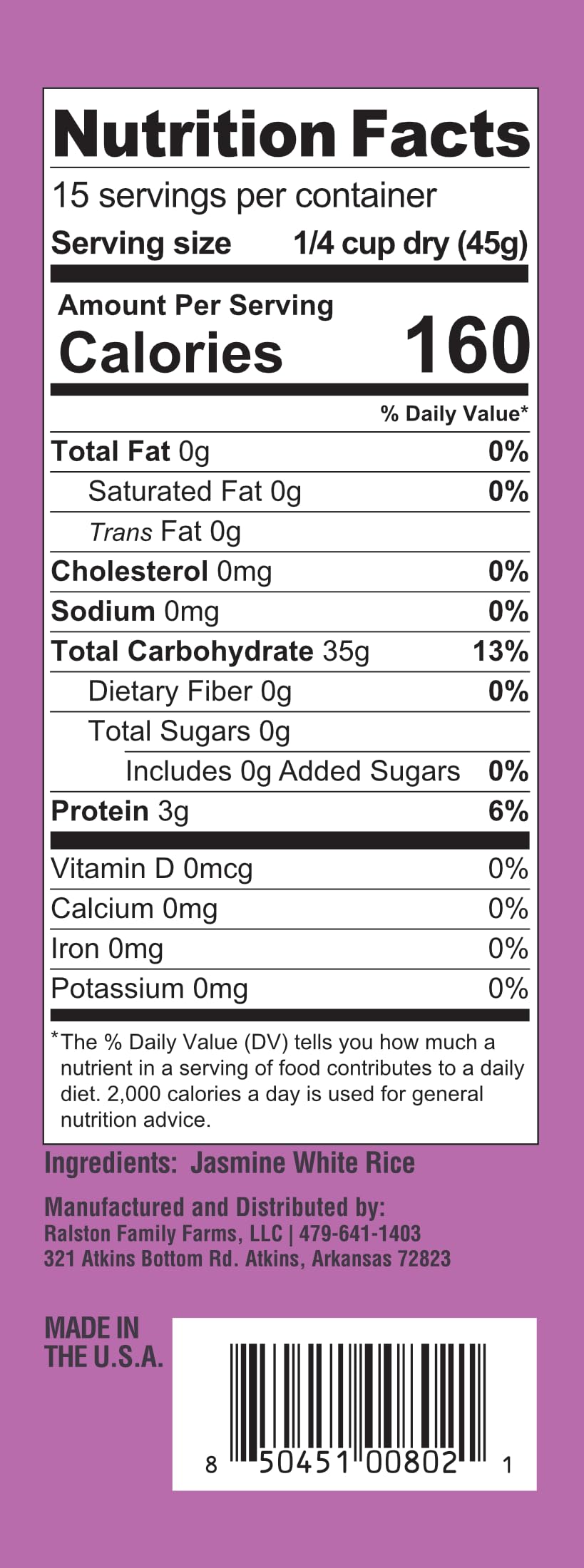 Ralston Family Farms Jasmine White Rice, 24 oz Carton: 6 Pack, American Grown, Non-GMO, Naturally Gluten Free