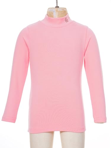 Xnihocha Kids Boys Girls Turtleneck Long Sleeve T-Shirt Thermal Underwear Tops Tee Undershirt Pink 9-10 Years