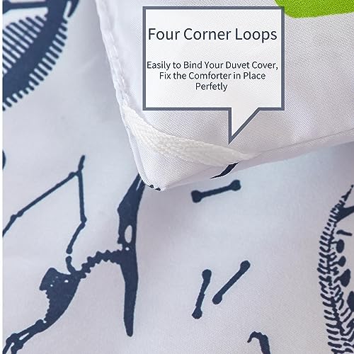RYNGHIPY Dinosaur Comforter Set for Kids Boys Girls Dinosaur Bedding Set with 2 Pillowcases Soft Breathable Microfiber Comforter Sets for All Season (White,Twin)