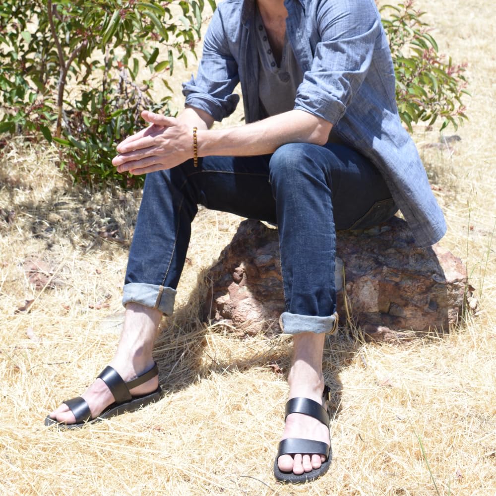 Golan - Leather Two Strap Sandal - Mens Sandals Black