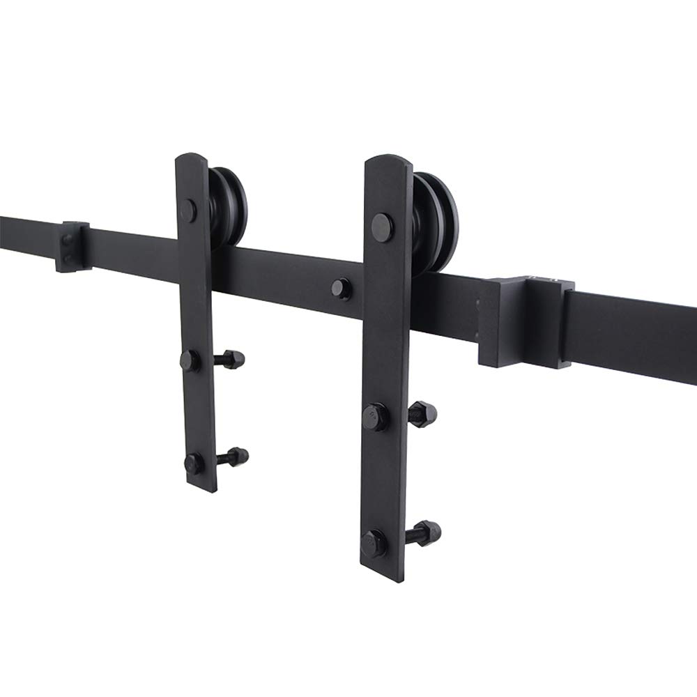 WOHLLEBEN 6 Feet Heavy Duty Sliding Barn Door Hardware Kit Easy to Install, Smoothly and Quietly, Sliding Doors Hardware Track Kit Suitable for Bedroom and Barn Storage(Classic, 72.04 inch)