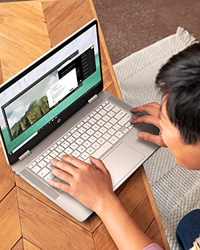 HP Chromebook x360 14 Laptop, Intel Celeron Processor, 4 GB RAM, 32 GB eMMC, 14” HD (1366 x 768), Chrome OS, Webcam & Dual Mics, Work, Streaming, School, Long Battery Life (14a-ca0050nr, 2021)