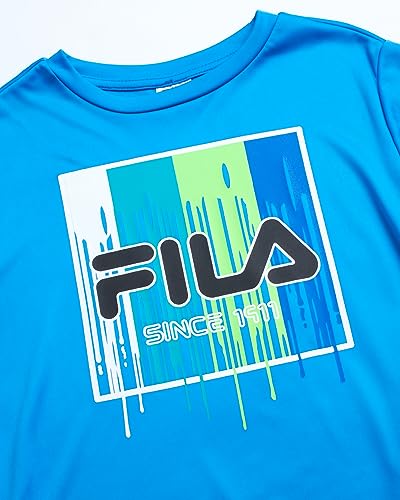 Fila Boys' Active Sweatsuit Set - 3 Piece Performance Hoodie Sweatshirt, Jogger Sweatpants, T-Shirt - Activewear Set (8-12), Size 10, Black