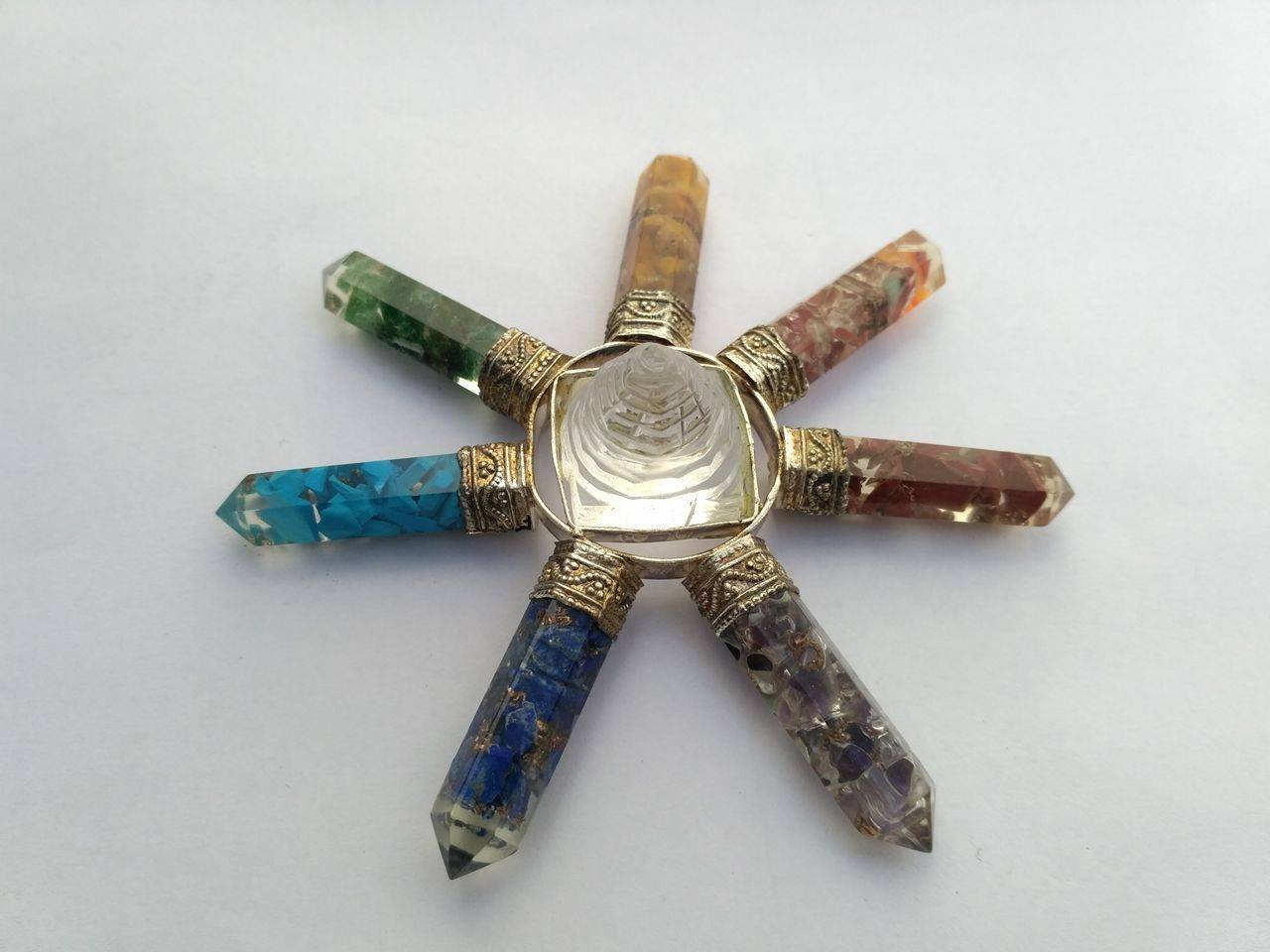 Free 20 Page Chakra Booklet with Exquisite Shree Yantra Pyramid Energy Generator Conical Points Healing Reiki Sacred Gift Pyramid Generator by V Jewels