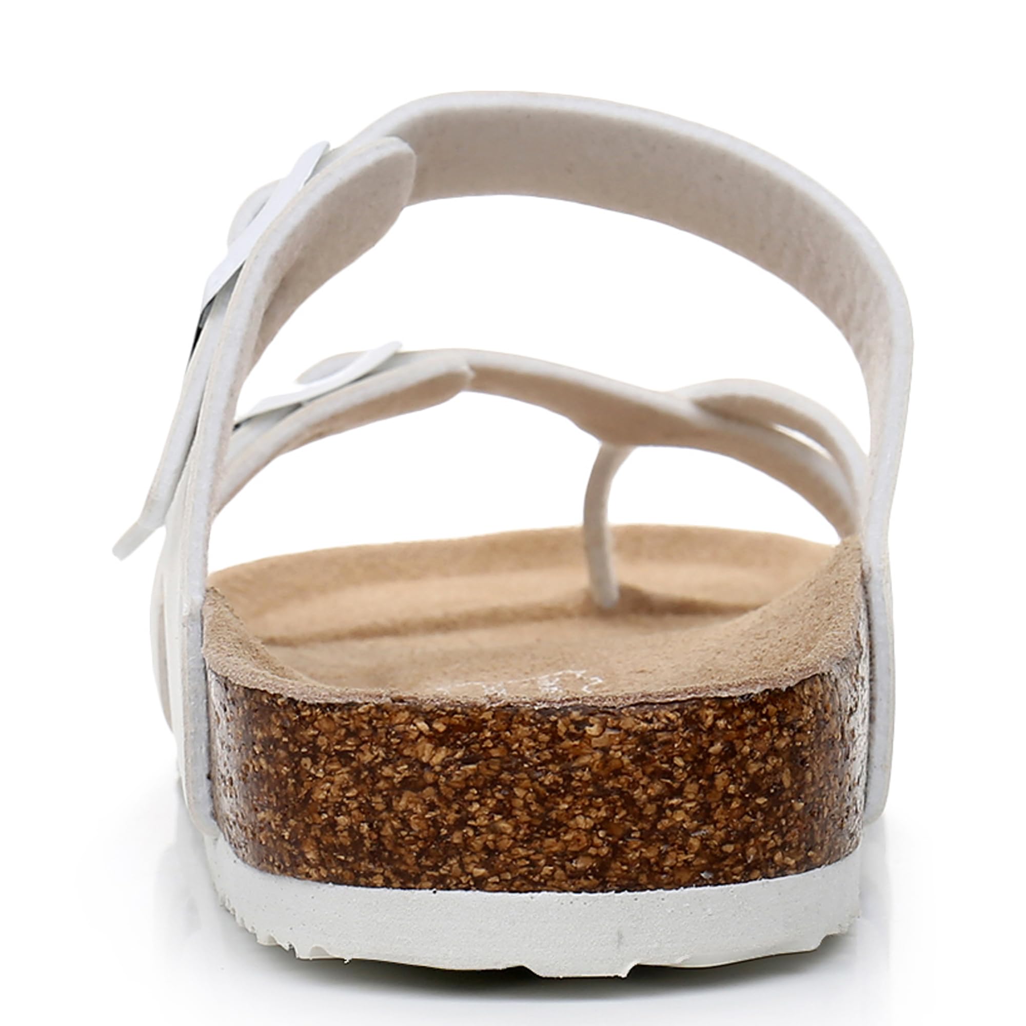 Women's Cork Footbed Sandals Cow Suede Slide Sandals for Women Toe Loop with Adjustable Strap Buckle Open Toe Beach Sandals