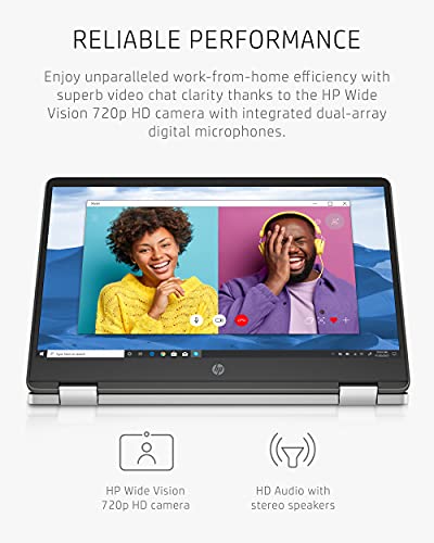 HP Chromebook x360 14 Laptop, Intel Celeron Processor, 4 GB RAM, 32 GB eMMC, 14” HD (1366 x 768), Chrome OS, Webcam & Dual Mics, Work, Streaming, School, Long Battery Life (14a-ca0050nr, 2021)