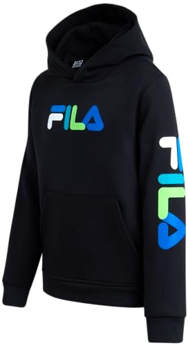 Fila Boys' Active Sweatsuit Set - 3 Piece Performance Hoodie Sweatshirt, Jogger Sweatpants, T-Shirt - Activewear Set (8-12), Size 10, Black