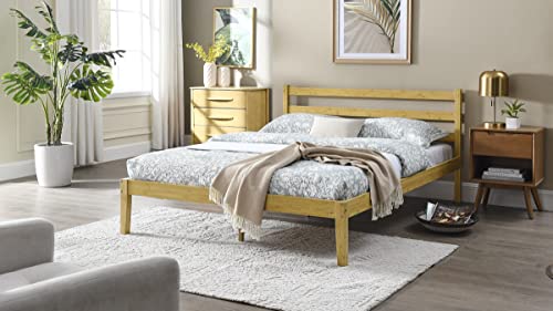 BIKAHOM Austin Solid Bamboo Platform Bed Frame, Twin, 10.5 Inch Modern Solid Bamboo Foundation with Headboard, Wooden Slat Support System, No Box Spring Needed, Easy Assembly, Bedroom Furniture, Honey