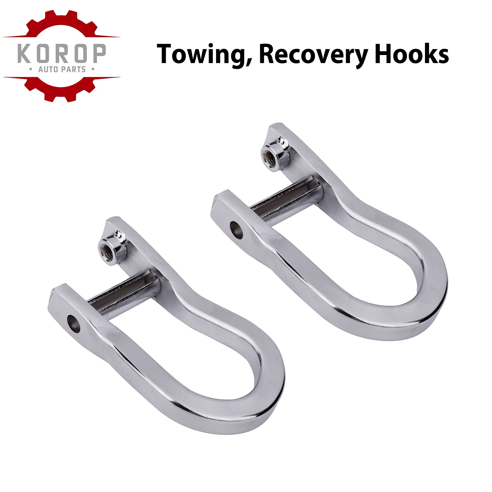 KOROP AUTO PARTS Towing, Recovery Hooks (1 Pair) Fits for 2007-2019 Chevy Silverado 1500, 2007-2019 GMC Sierra 1500 Replaces# 84072462 Tow Hook (Chrome)