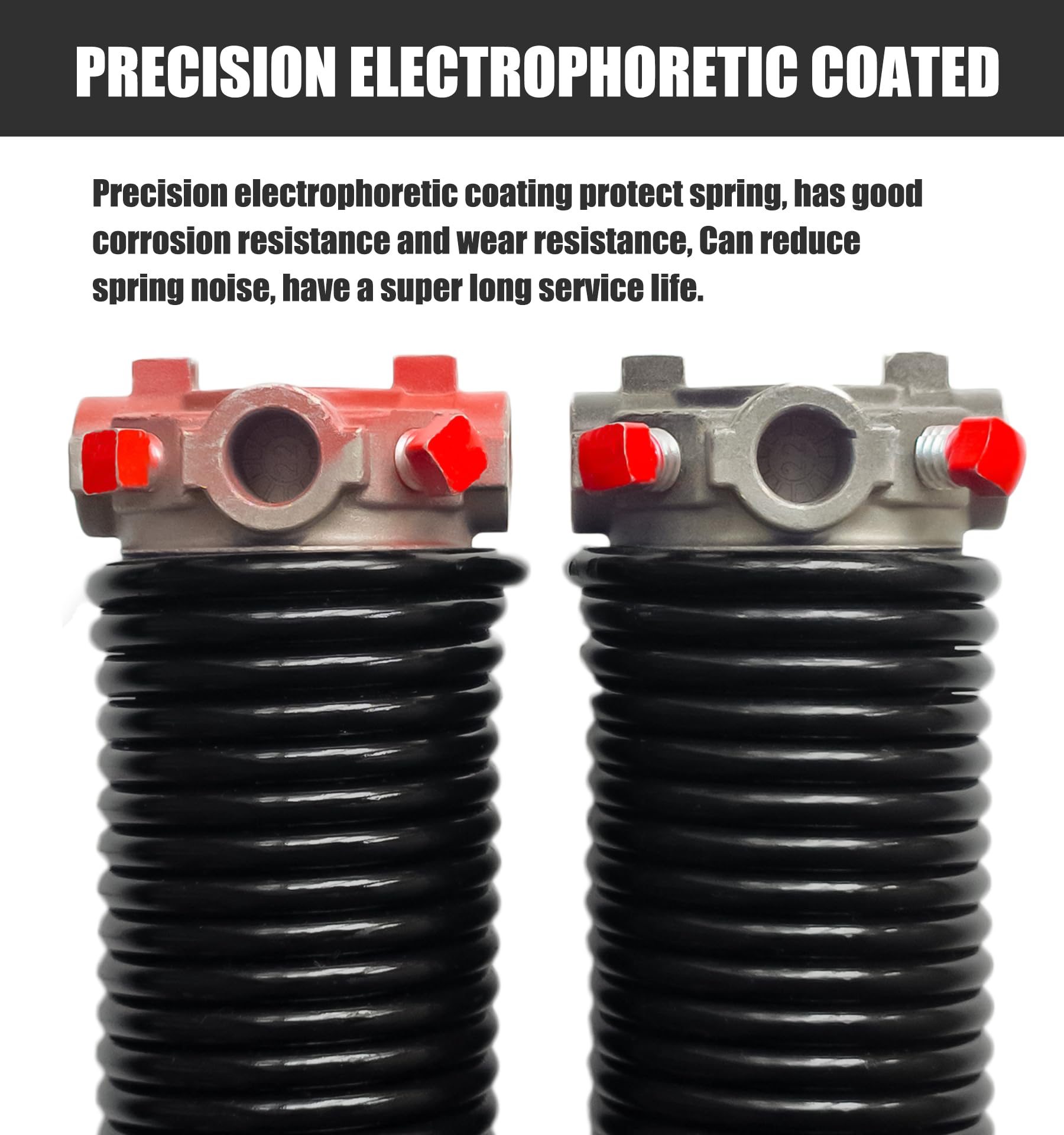 Garage Door Torsion Spring Set, Pair of 2" Electrophoresis Coated Garage Door Spring Replacement with 2 Non-Slip Winding Bars and Bearing, Minimum 16000 Cycles (.250x2x35")