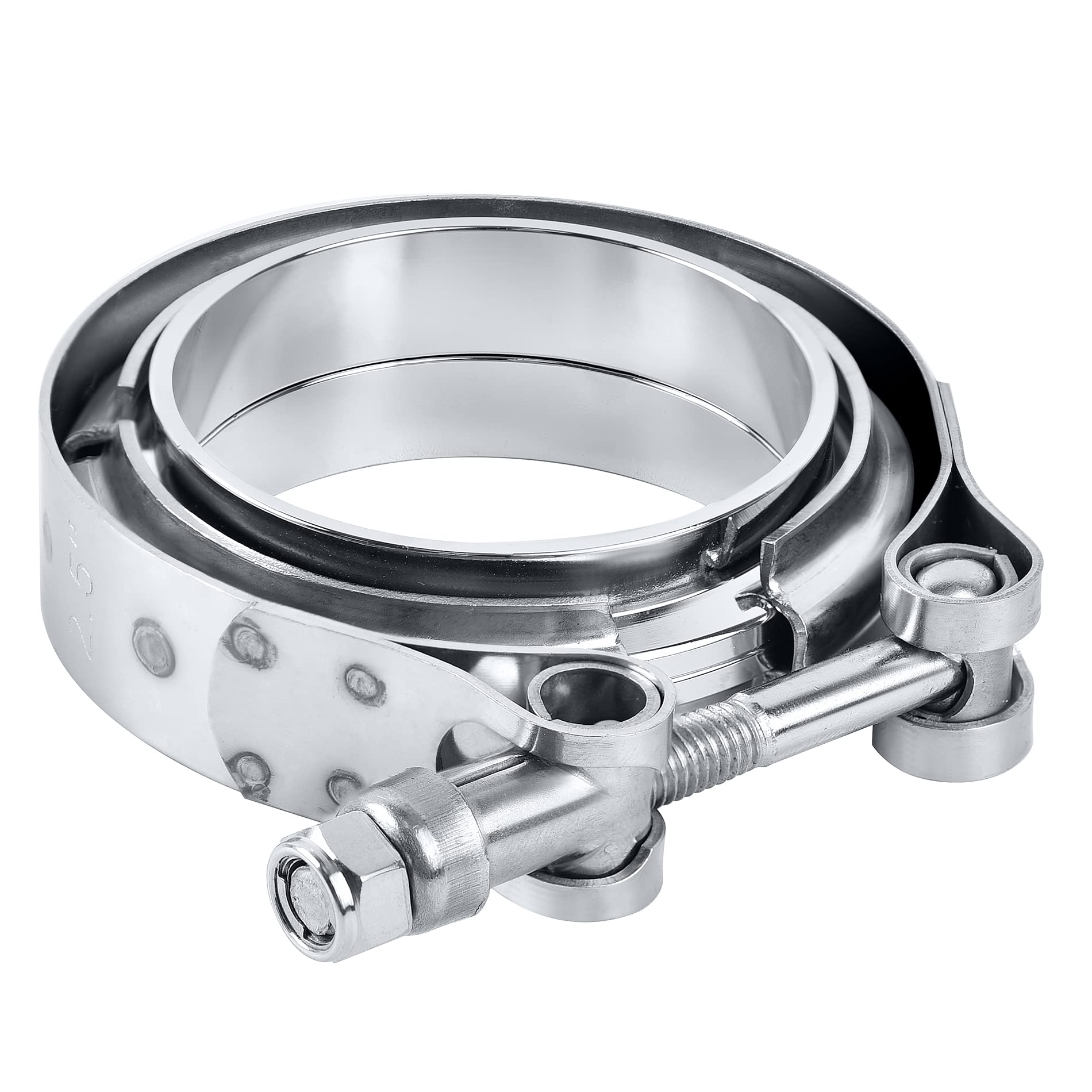 EVIL ENERGY 2" V Band Clamp with Flange Male Female Stainless Steel, Bundle with 2 Holes Exhaust Hanger Universal 2PCS