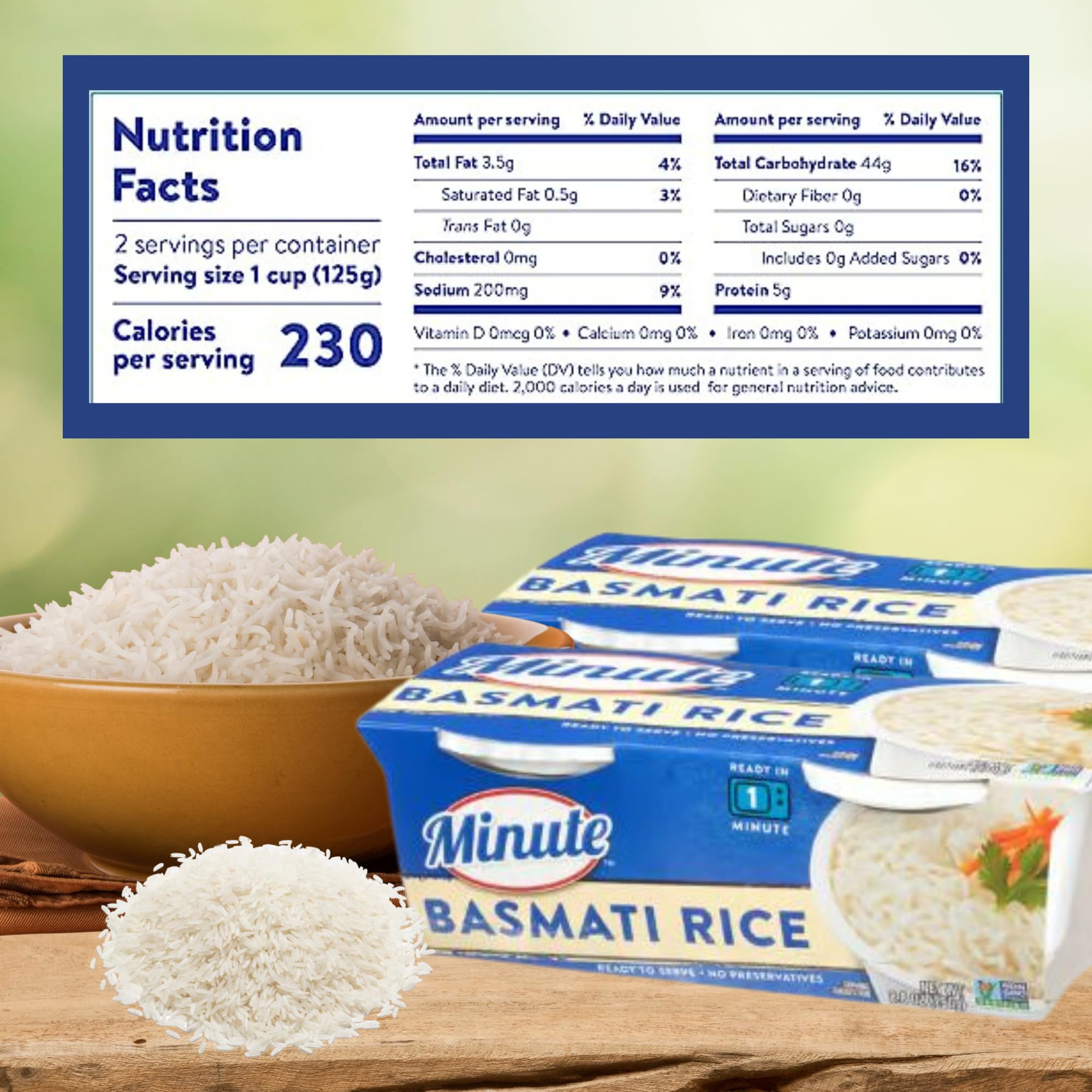 Microwavable Basmati Rice Bundle. Includes Two-8.8 Oz Packages of Minute Microwavable Basmati Rice! Total of 4 Cups of Instant Cooked Rice! Comes With a BELLATAVO Fridge Magnet!