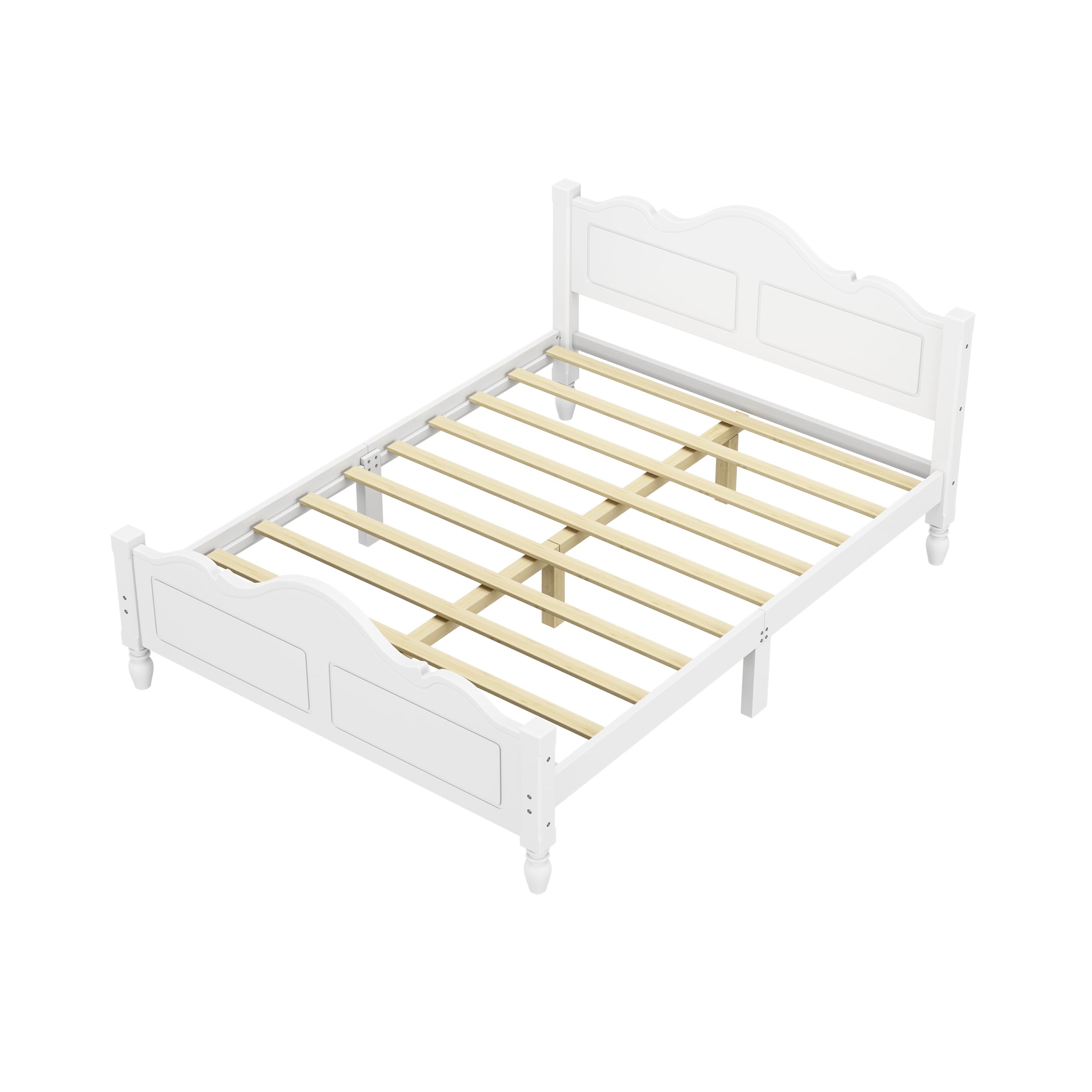Harper & Bright Designs Wooden Queen Size Platform Bed with Headboard, Modern Queen Bed Frame with Wood Slat Support/No Box Spring Needed/Easy Assembly, Queen, White