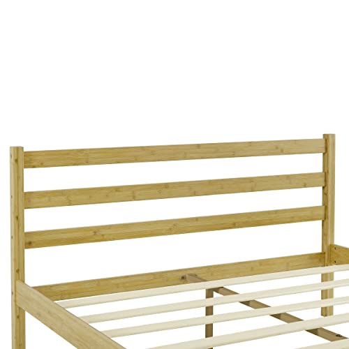 BIKAHOM Austin Solid Bamboo Platform Bed Frame, Twin, 10.5 Inch Modern Solid Bamboo Foundation with Headboard, Wooden Slat Support System, No Box Spring Needed, Easy Assembly, Bedroom Furniture, Honey