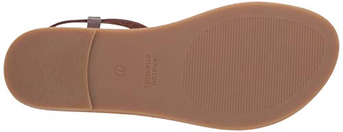 Amazon Essentials Women's Casual Thong Sandal with Ankle Strap, Brown, 7