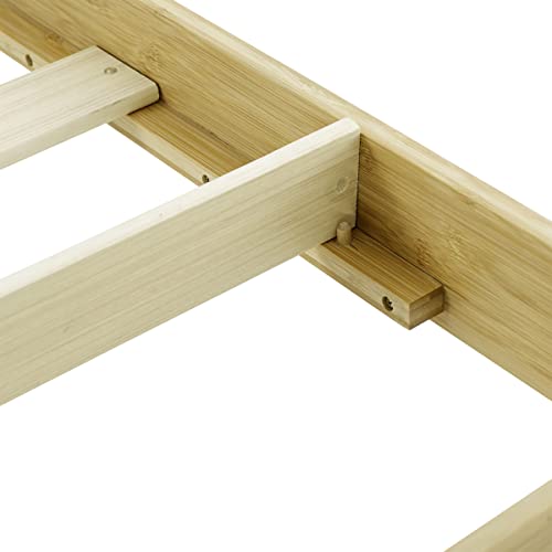 BIKAHOM Austin Solid Bamboo Platform Bed Frame, Twin, 10.5 Inch Modern Solid Bamboo Foundation with Headboard, Wooden Slat Support System, No Box Spring Needed, Easy Assembly, Bedroom Furniture, Honey