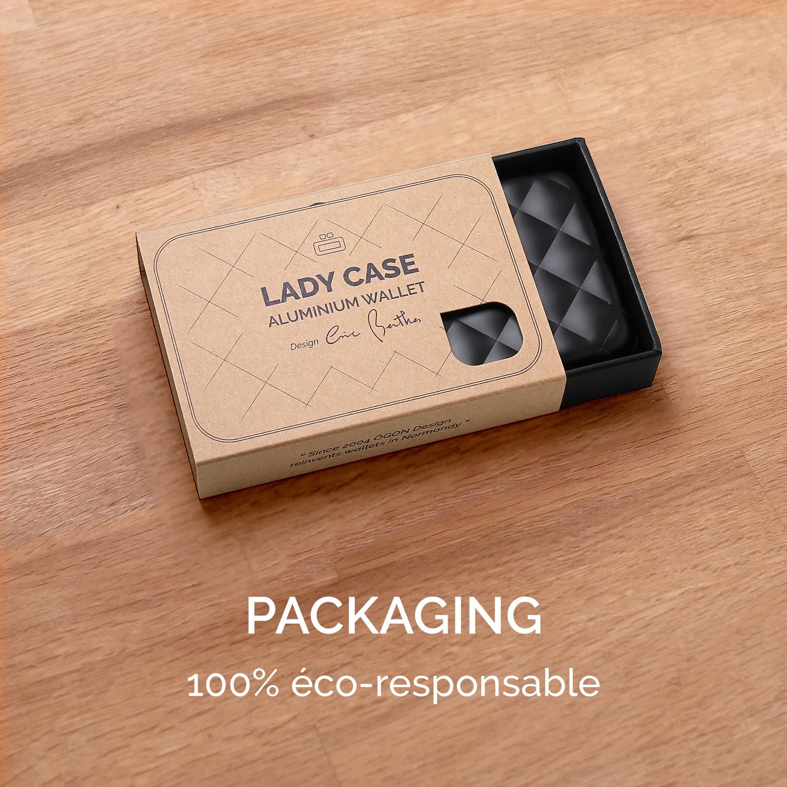 ÖGON -DESIGNS- Lady Case Aluminum Wallet - Women - RFID Blocking Card Holder - Up to 10 Cards and Banknotes - Black