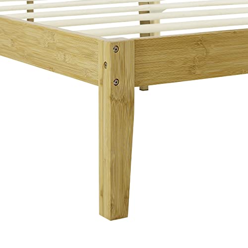 BIKAHOM Austin Solid Bamboo Platform Bed Frame, Twin, 10.5 Inch Modern Solid Bamboo Foundation with Headboard, Wooden Slat Support System, No Box Spring Needed, Easy Assembly, Bedroom Furniture, Honey