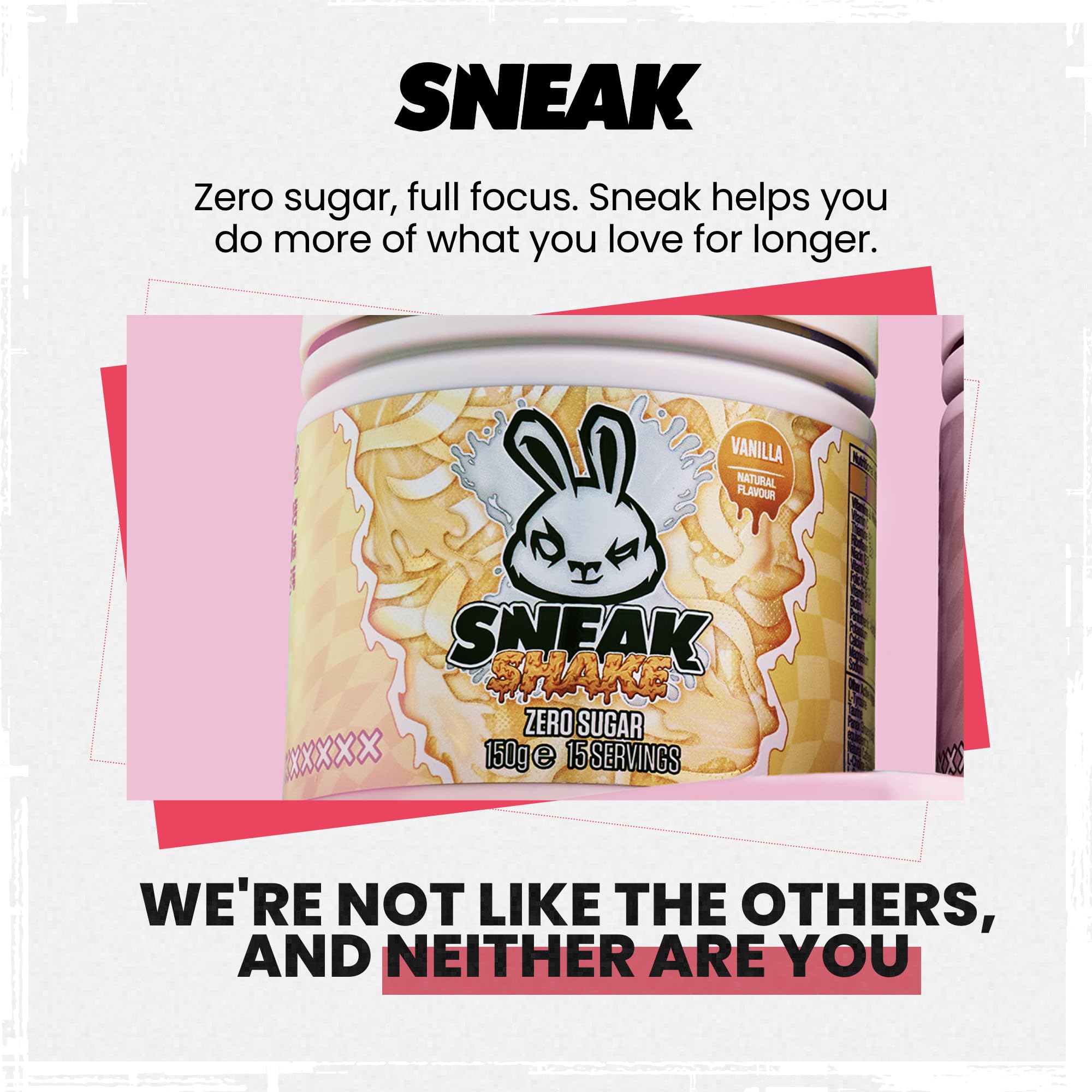 SNEAK | Vanilla Shake | Energy Drink for Milk or Milk Alternatives | Zero Sugar, No Artificial Flavours, Natural Energy | 15 Servings