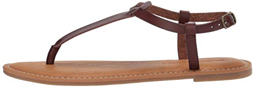 Amazon Essentials Women's Casual Thong Sandal with Ankle Strap, Brown, 7