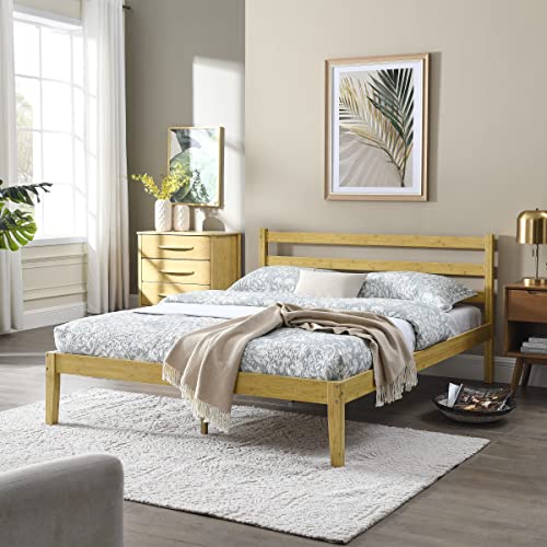 BIKAHOM Austin Solid Bamboo Platform Bed Frame, Twin, 10.5 Inch Modern Solid Bamboo Foundation with Headboard, Wooden Slat Support System, No Box Spring Needed, Easy Assembly, Bedroom Furniture, Honey