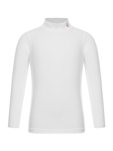 Aislor Kids Boys Girls Long Sleeve Thermal Tops Bear Embroidery Mock Neck Warm Underwear T-Shirt Baselayer Undershirts White 9-10 Years